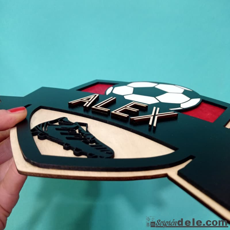 Placa de madera diseño futbol personalizada