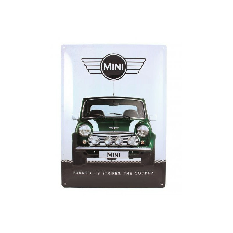 Placa metal pared mini cooper